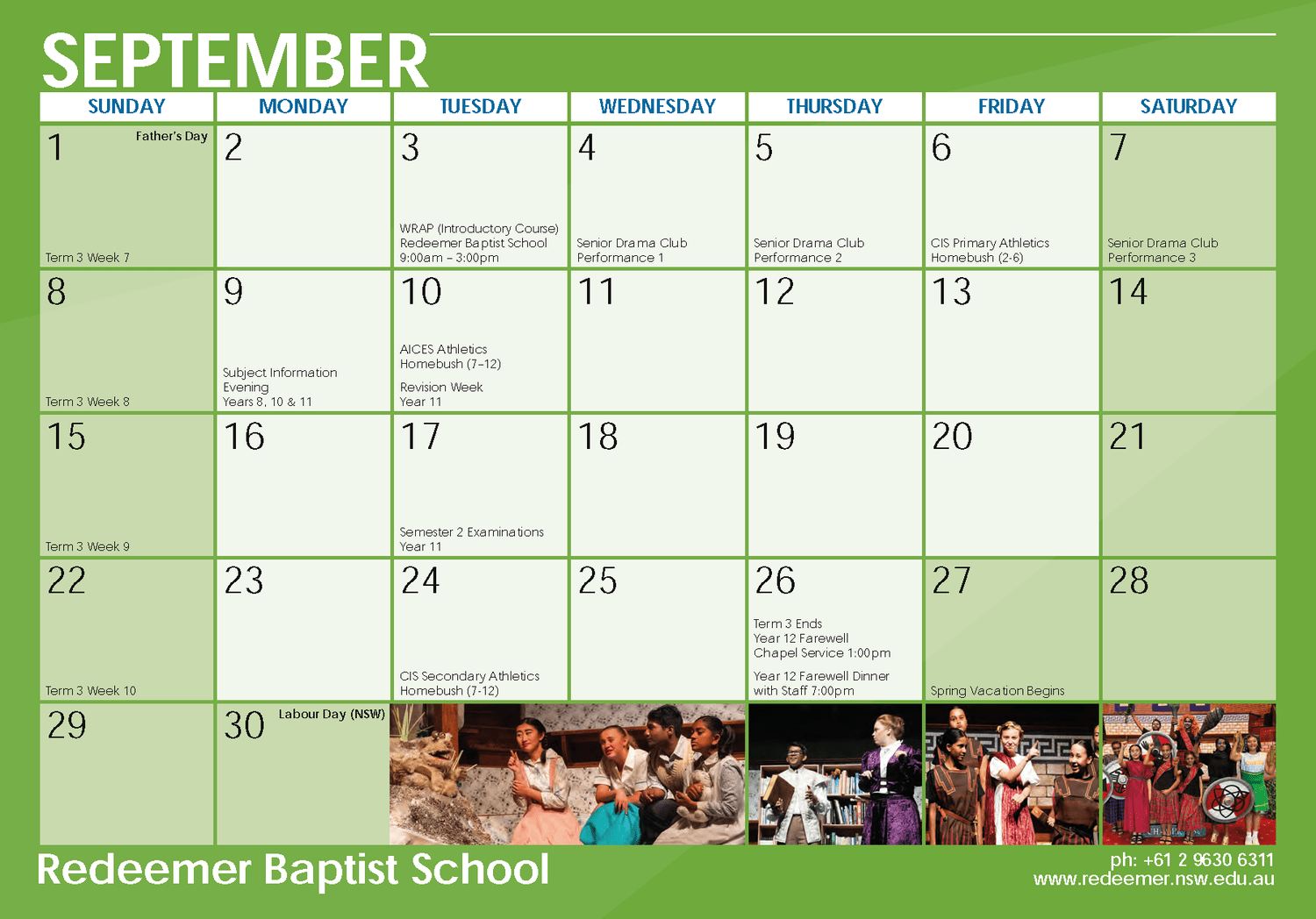Calendar — Redeemer Baptist School