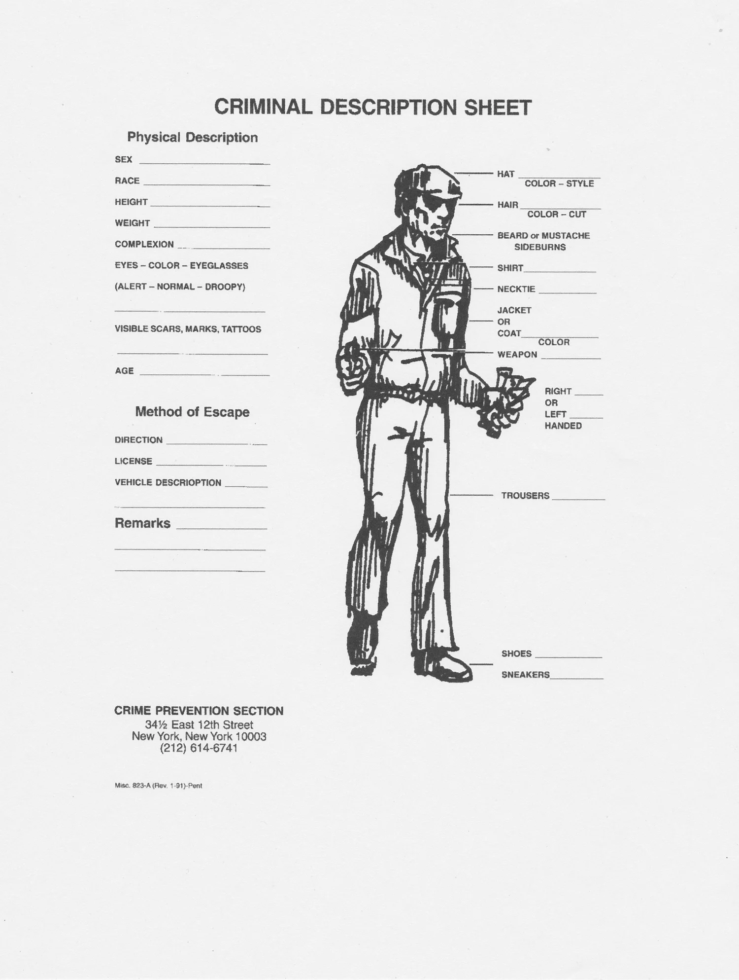 Criminal Description Sheet — El Camino Village News