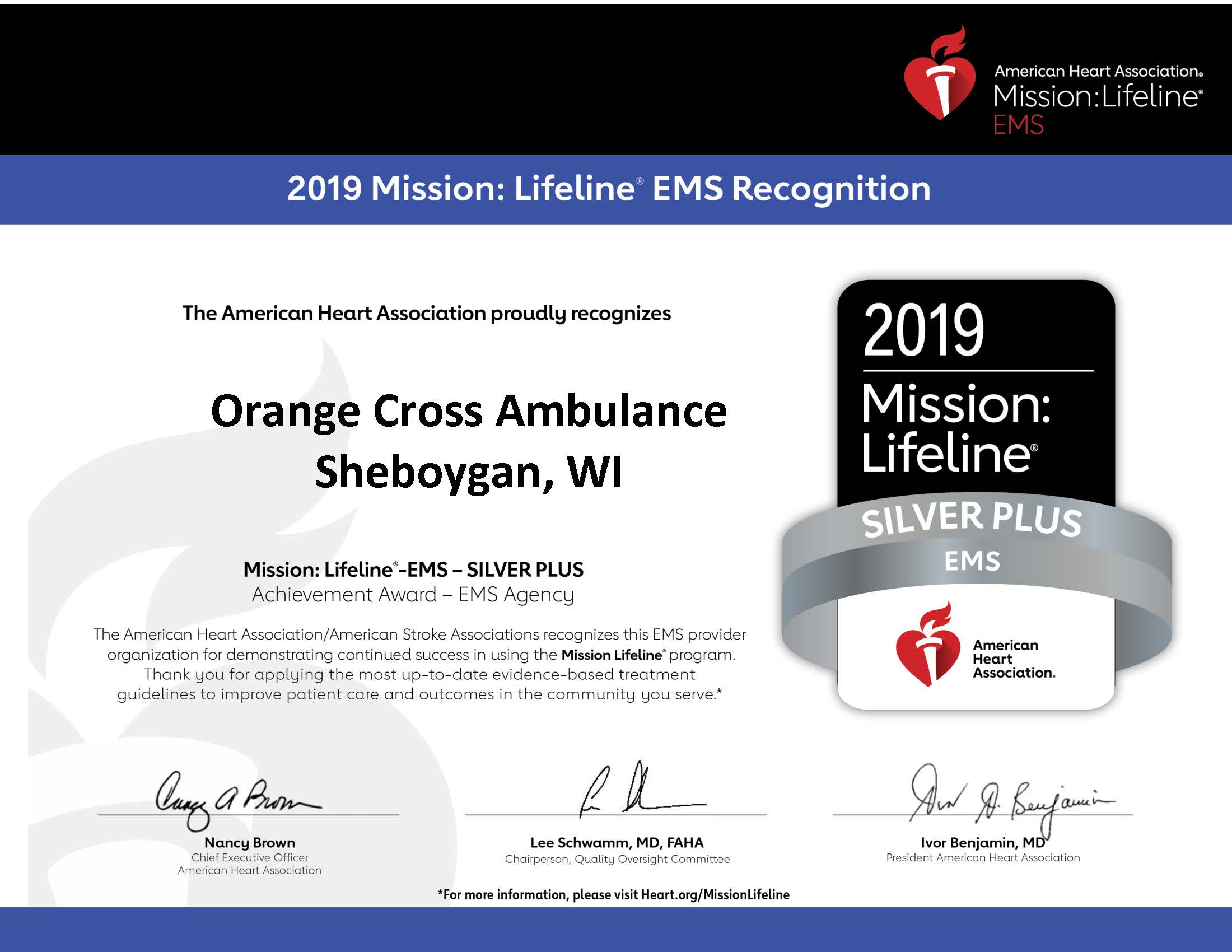 What We've Achieved — Orange Cross Ambulance