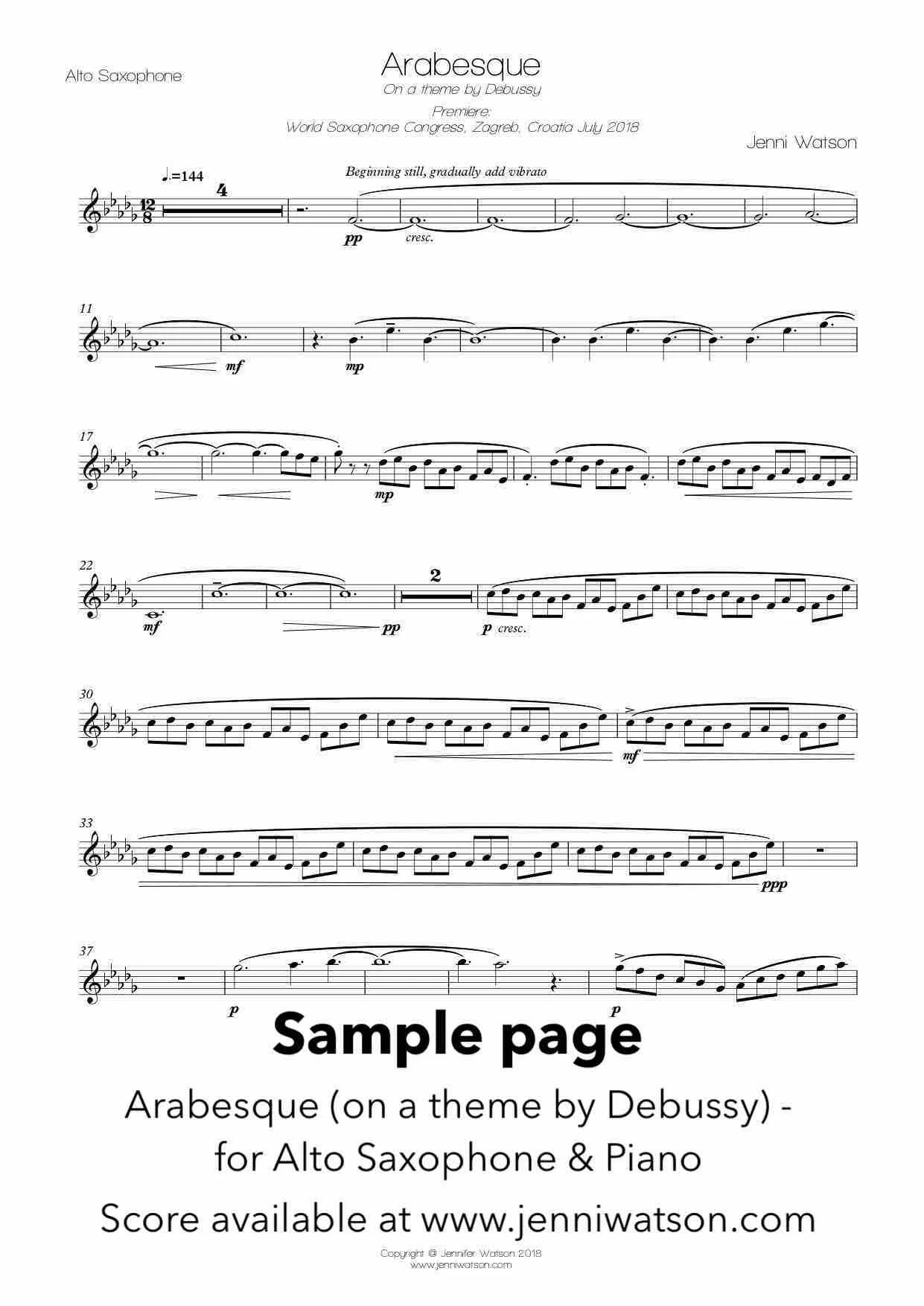 Arabesque (on a theme by Debussy) — JENNIWATSON.COM