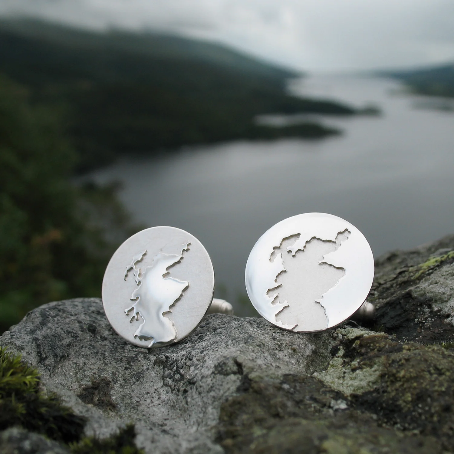 Scottish Map Custom Cufflinks in Sterling Silver | Matte or Polished ...