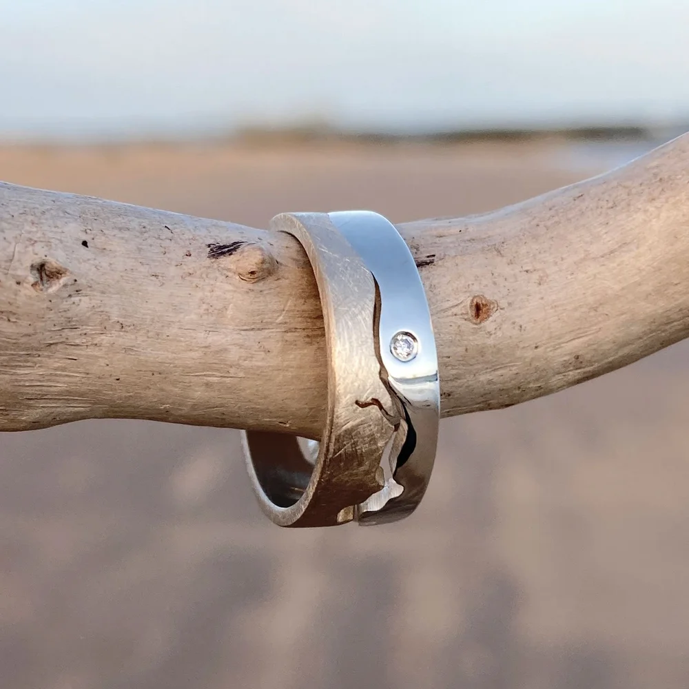 Custom Mountain Range Wedding Ring in 18ct White Gold — Hannah Louise ...