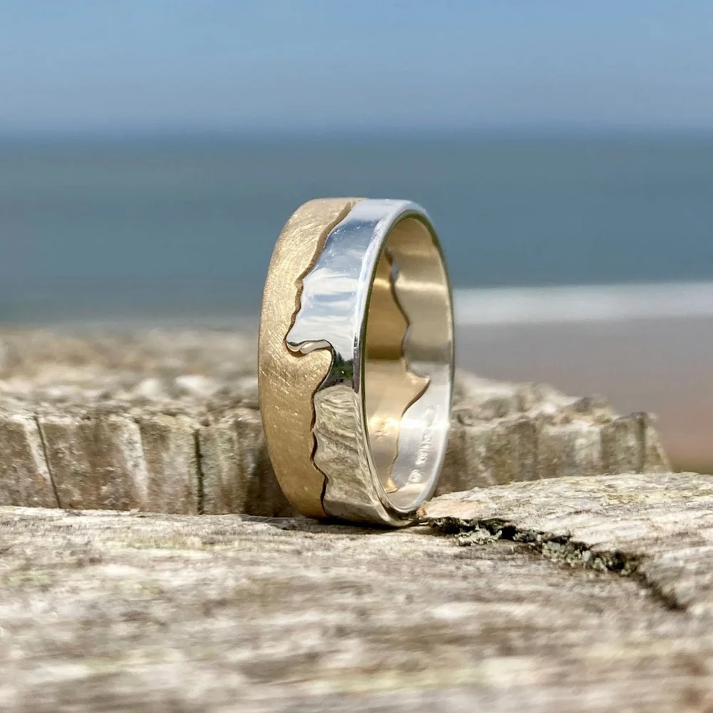 Custom Mountain Range Wedding Ring in 18ct White Gold — Hannah Louise ...