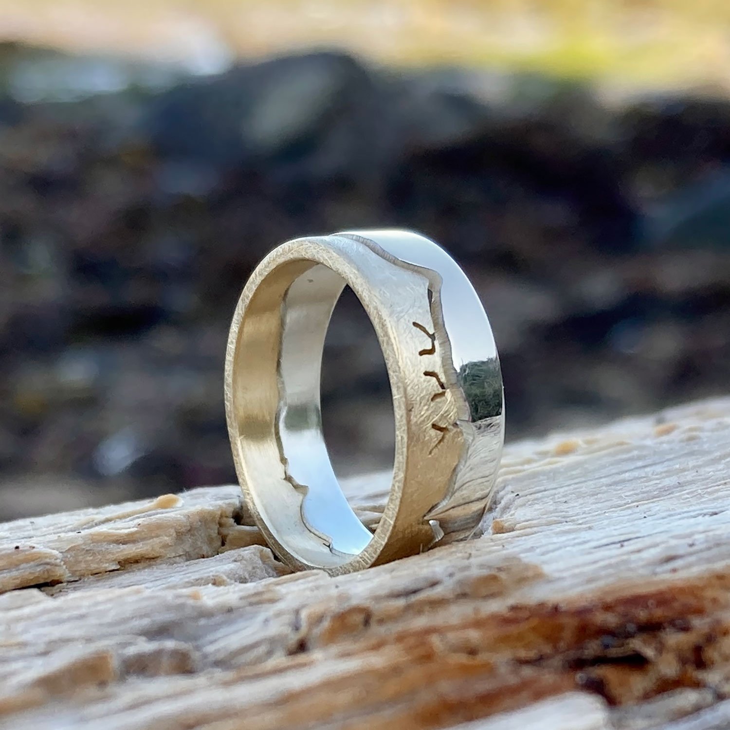 Custom Mountain Range Wedding Ring in 18ct White Gold — Hannah Louise ...