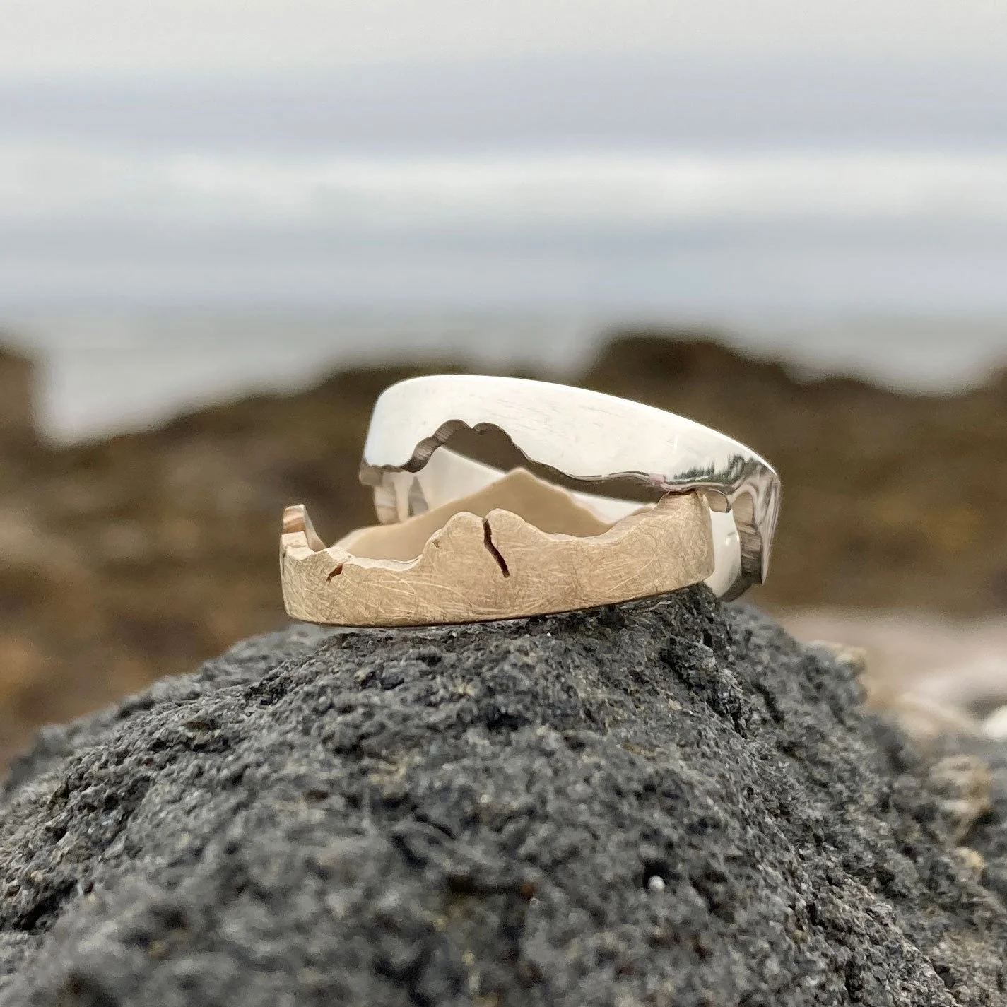 Custom Mountain Range Wedding Ring in 18ct White Gold — Hannah Louise ...