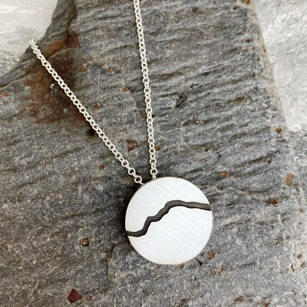 Custom Mountain Range Hoop Necklace Sterling Silver — Hannah Louise ...