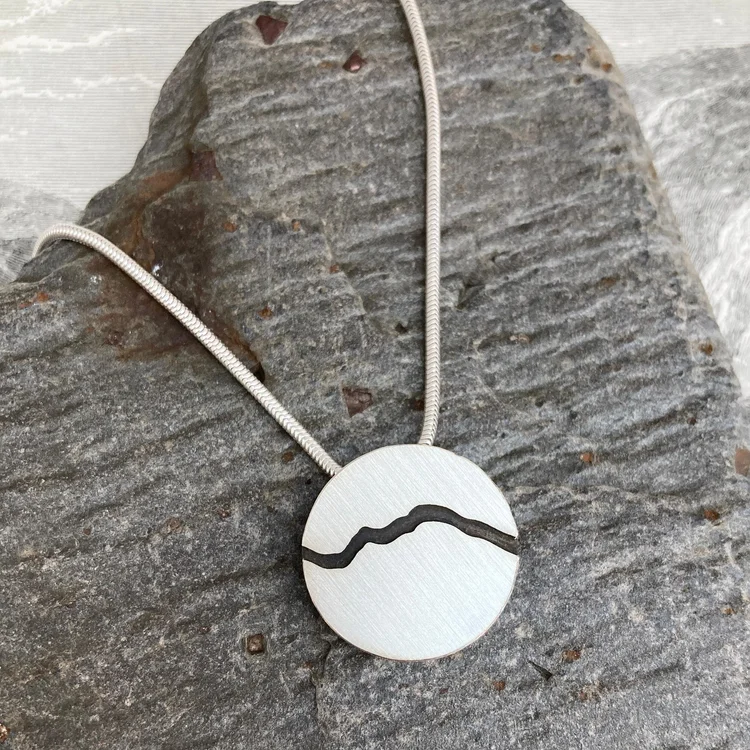 Custom Mountain Range Hoop Necklace Sterling Silver — Hannah Louise ...