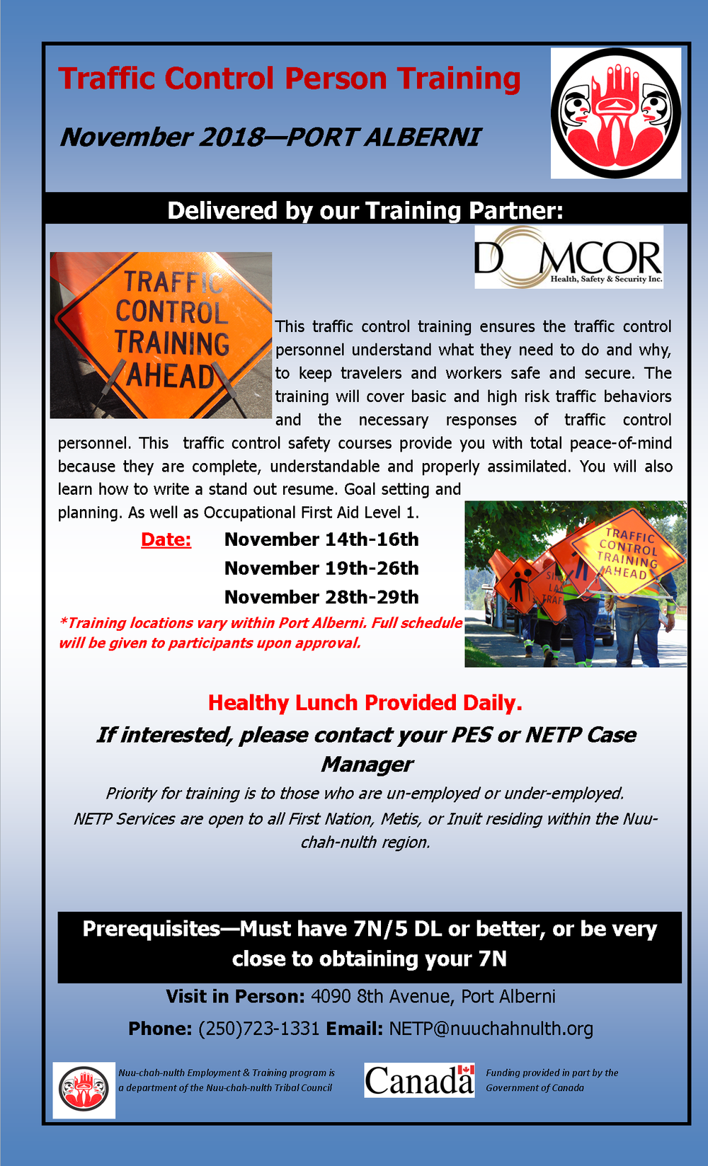 Traffic Control Training for November — Tla-o-qui-aht First Nation