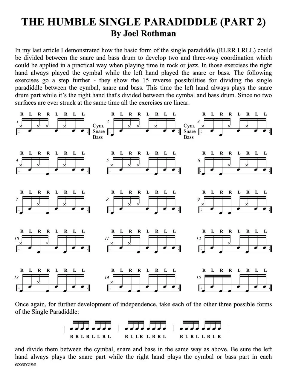 The Paradiddle Bible and the Humble Single Paradiddle - Part 2 — Not So Modern Drummer