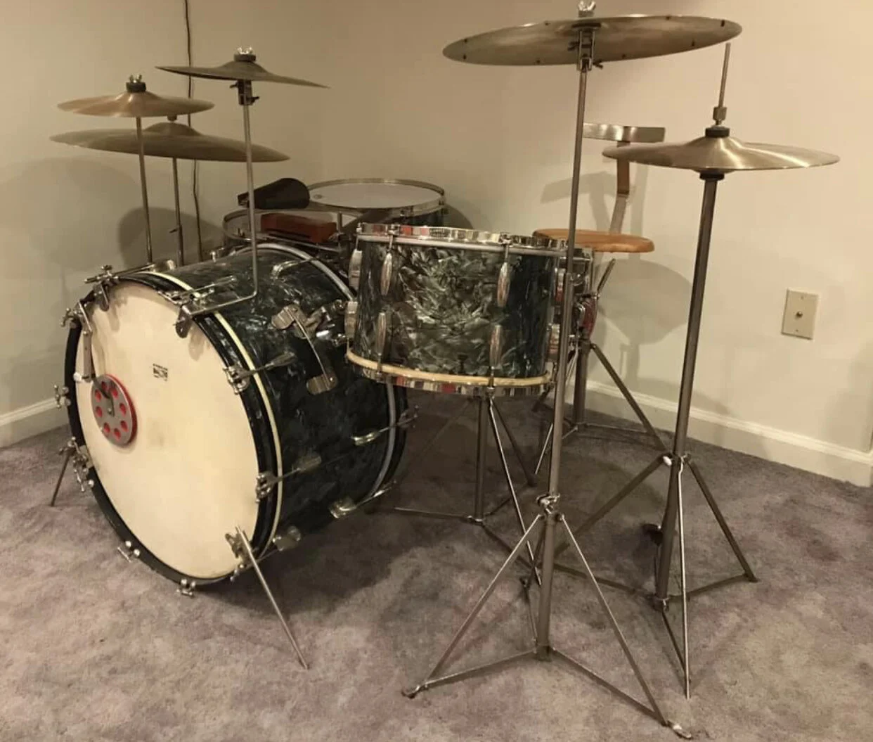 1948-1953 Slingerland Radio King 5-Piece Drum Set in Original Black ...