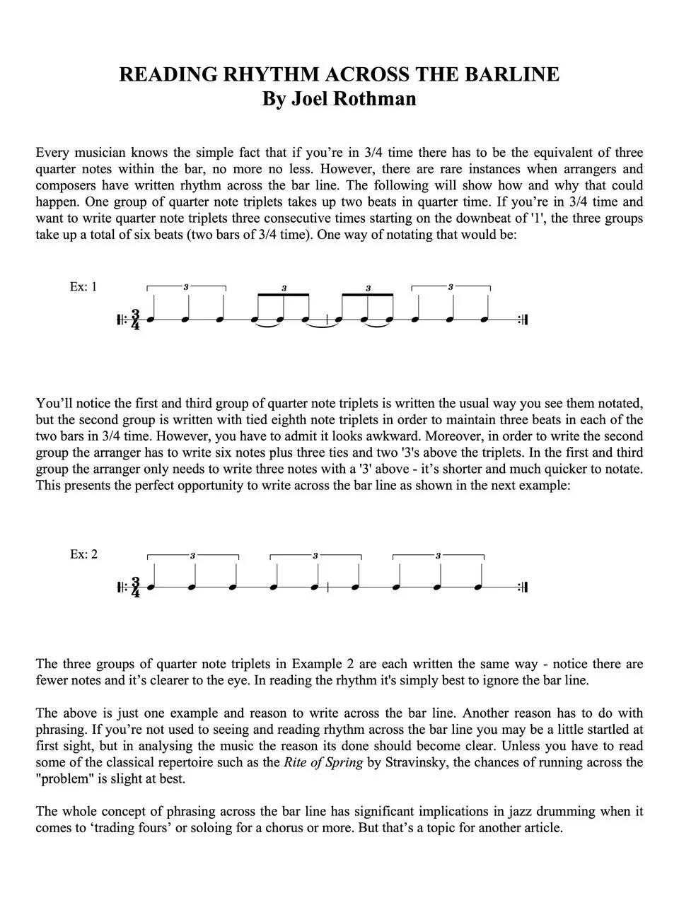Reading Rhythm Across The Bar Line — Not So Modern Drummer