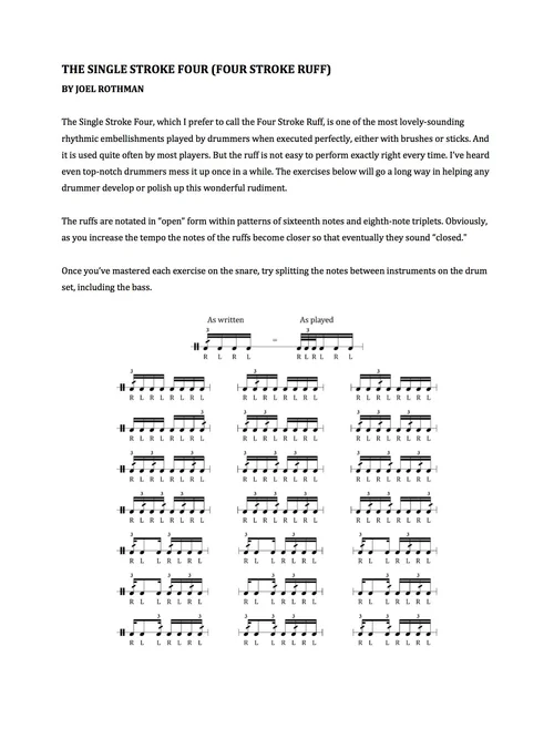 The Single Stroke Four (Four Stroke Ruff) — Not So Modern Drummer