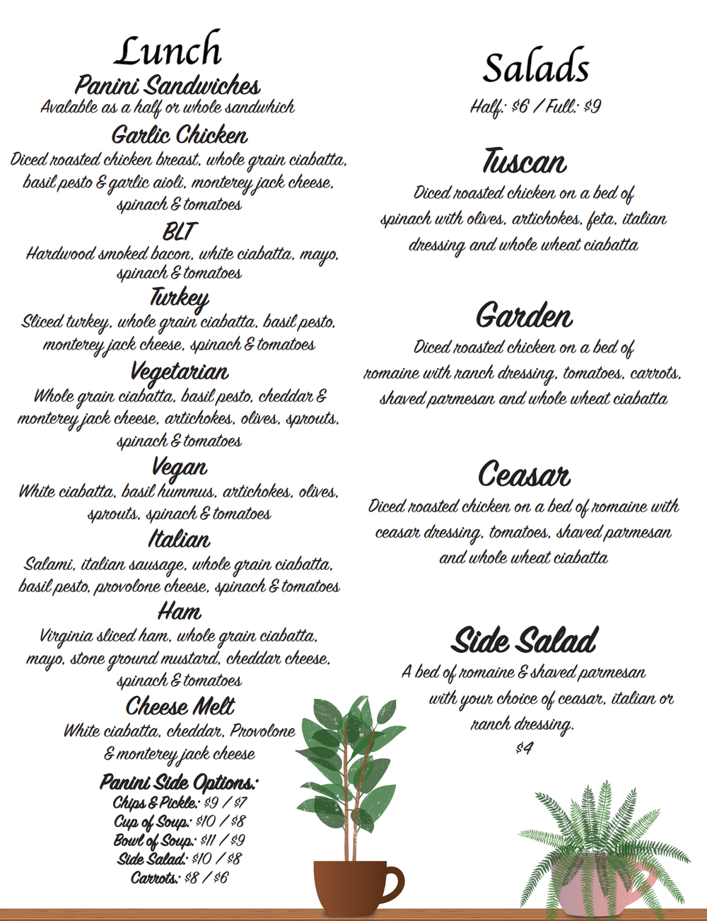 Menu — Little Garden Cafe