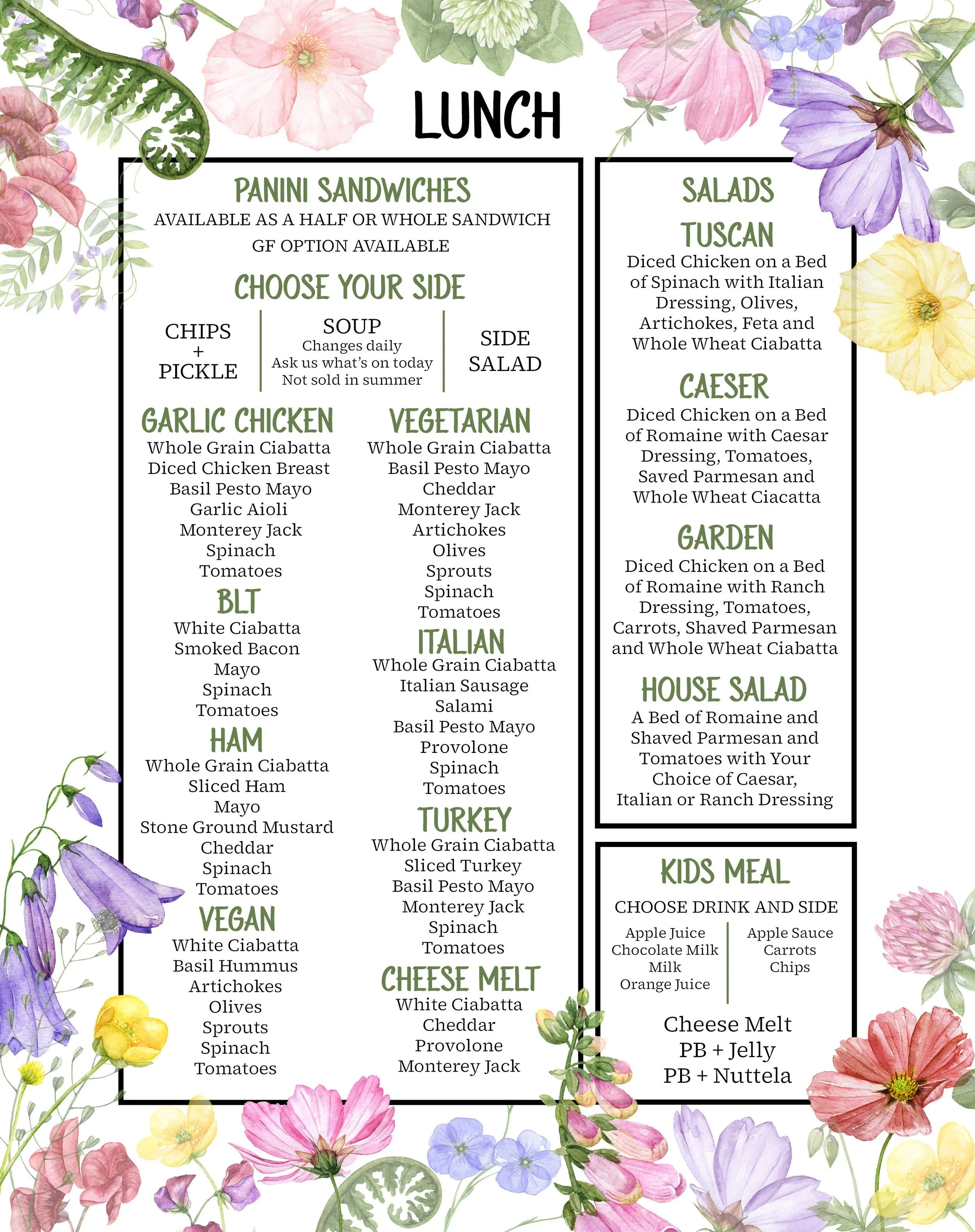 Menu — Little Garden Cafe