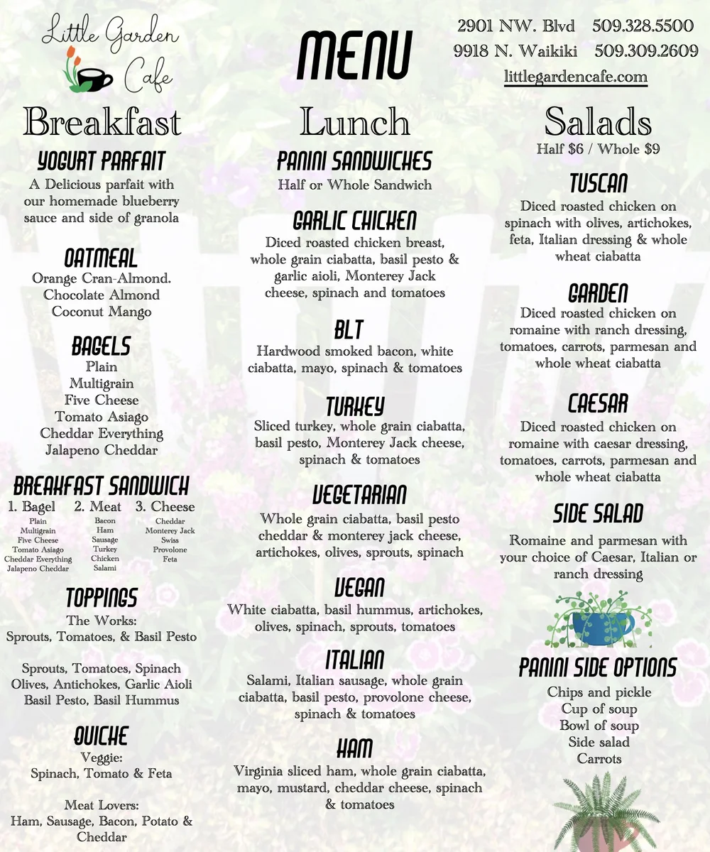 Menu — Little Garden Cafe