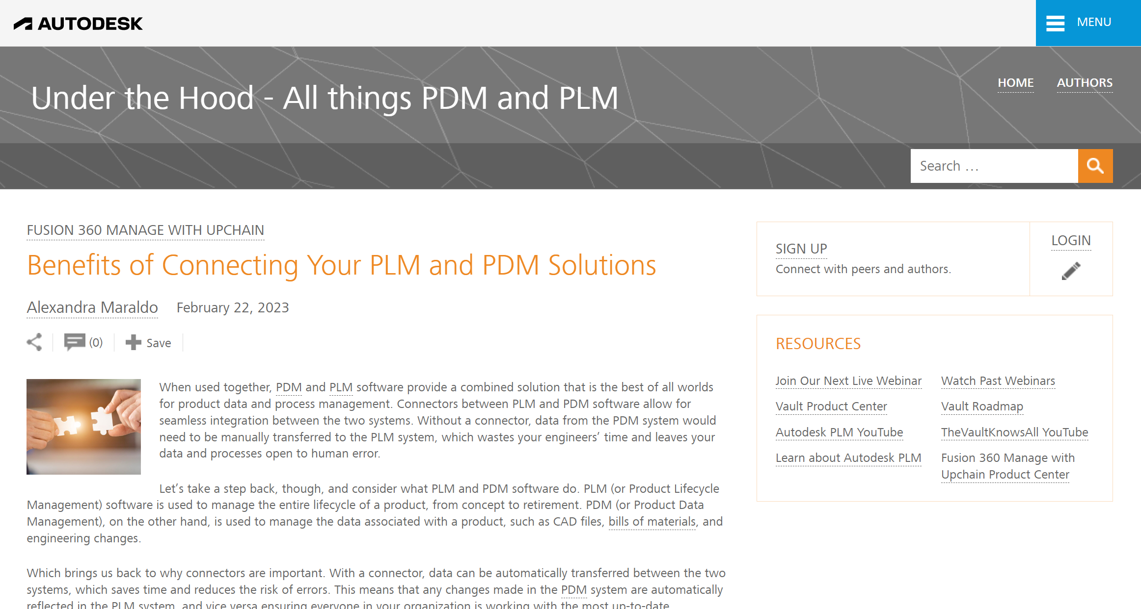 Autodesk Partner Blog Post - Benefits of Connecting Your PLM and PDM Solutions — The vdR Group