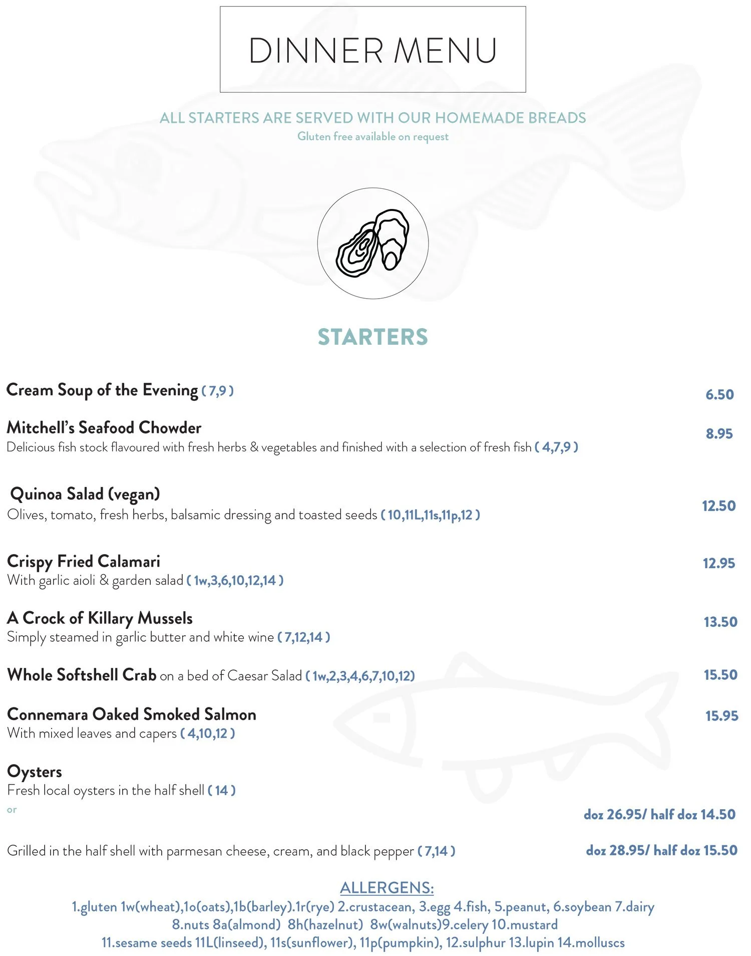 Dinner Menu — MITCHELL'S RESTAURANT