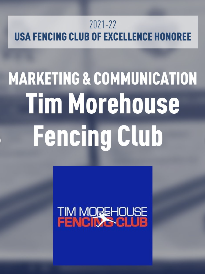 Tim Morehouse Fencing Club Named a USA Fencing Club of Excellence