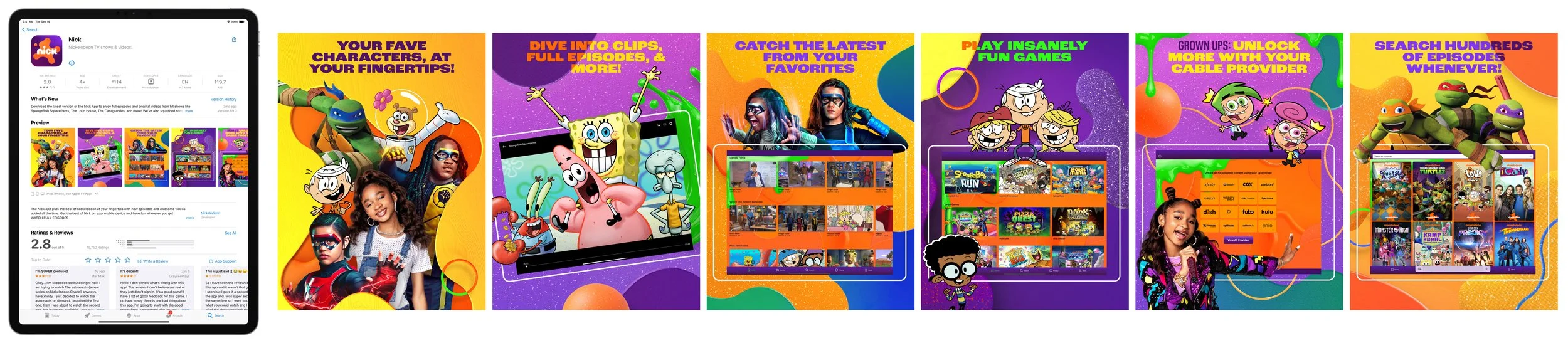 Nick Rebrand App Store Screens — caroline rose mathews