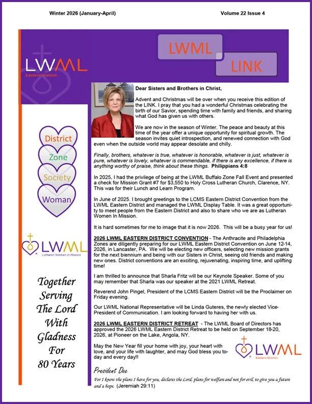 LWML Quarterly Newsletter — Zion Lutheran Church
