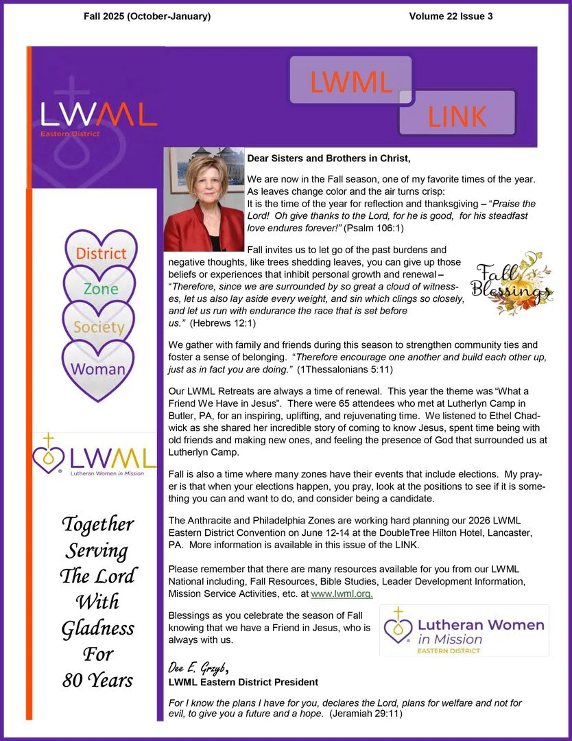 LWML Quarterly Newsletter — Zion Lutheran Church