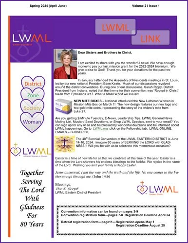LWML Quarterly Newsletter — Zion Lutheran Church