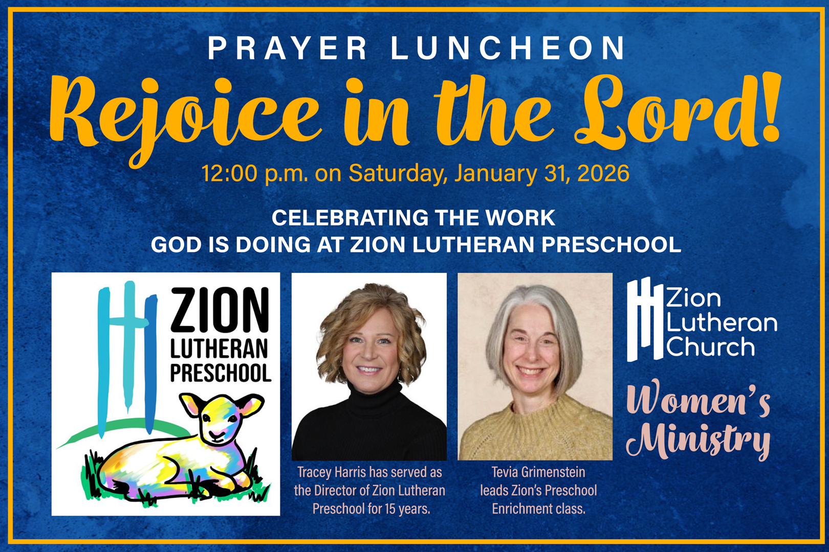 Important Prayer Luncheon Update - Help Needed — Zion Lutheran Church