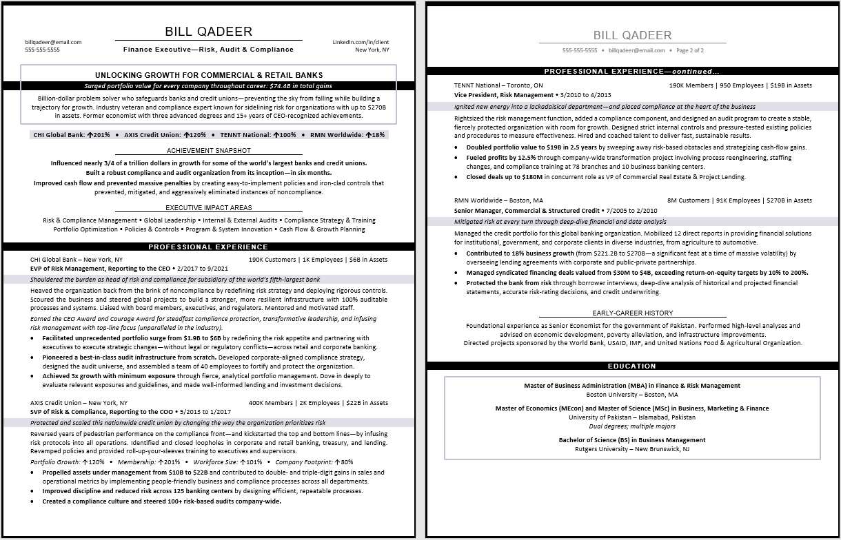 Resume Samples — COMPELLING RESUMES