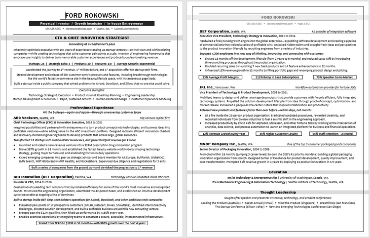 Resumes for Executives & Career Changers — COMPELLING RESUMES