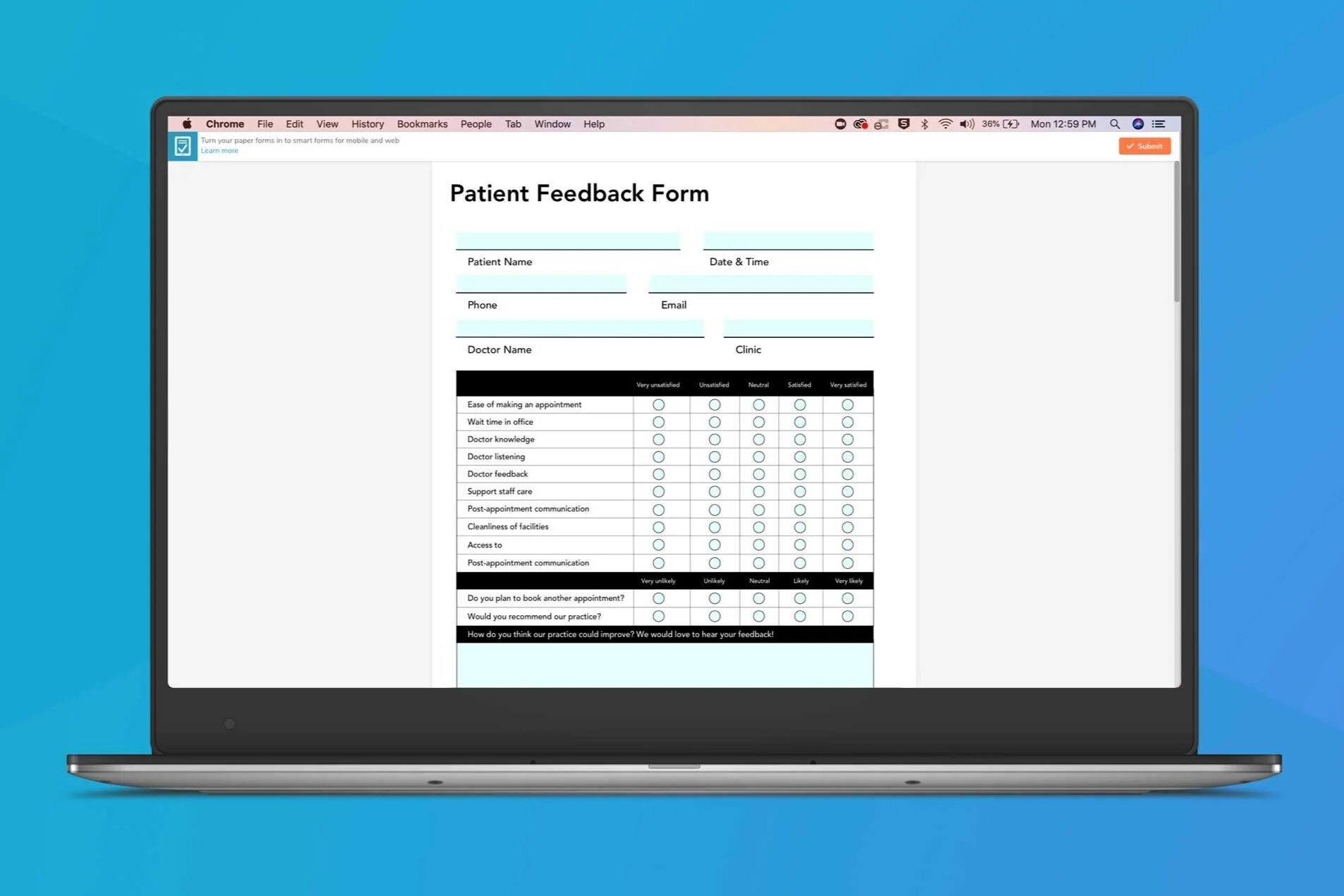 Spotlight Form The Patient Feedback Form GoFormz