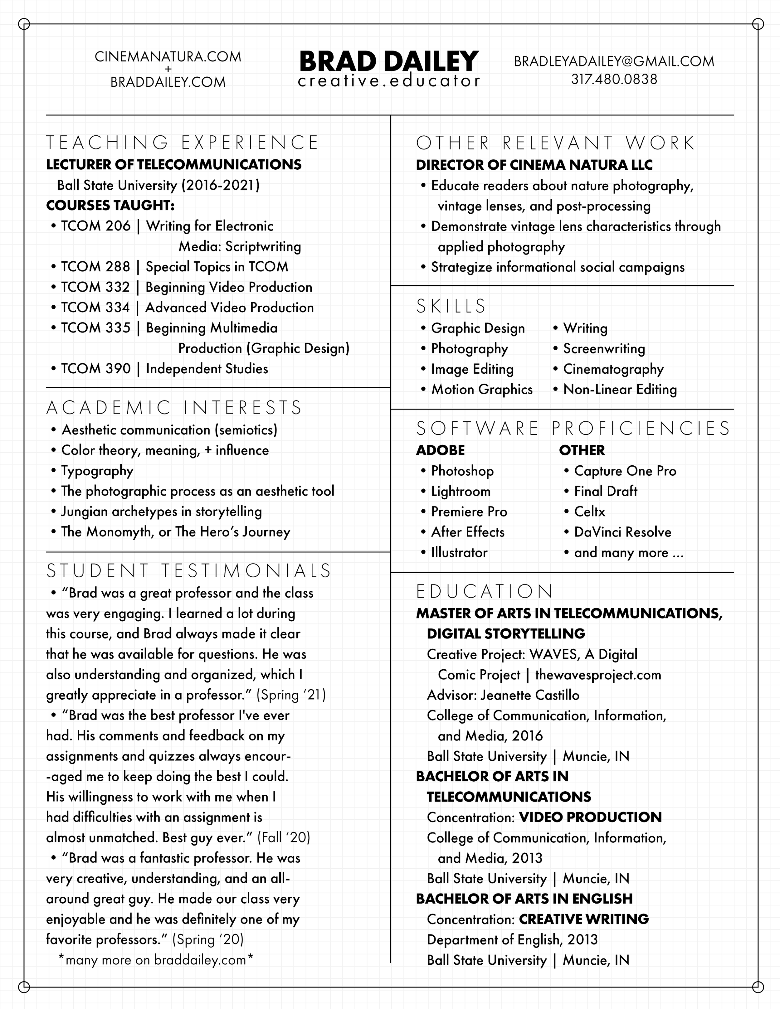 BRAD DAILEY | ABOUT + CONTACT