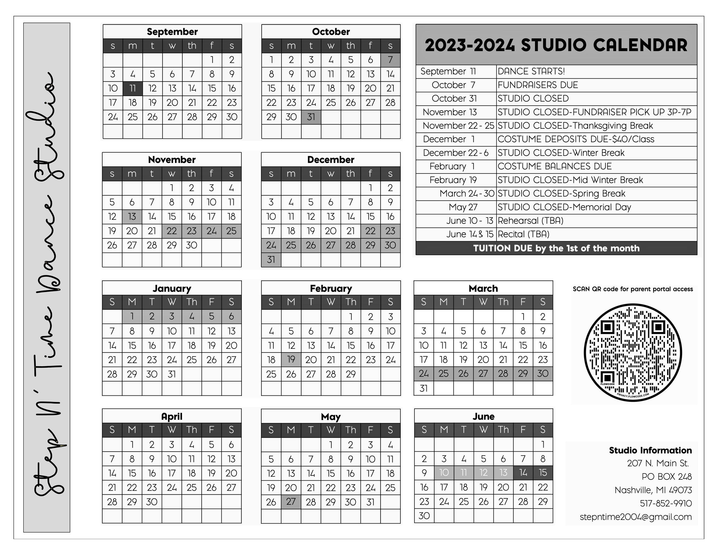 CALENDAR — Step N' Time Dance Studio