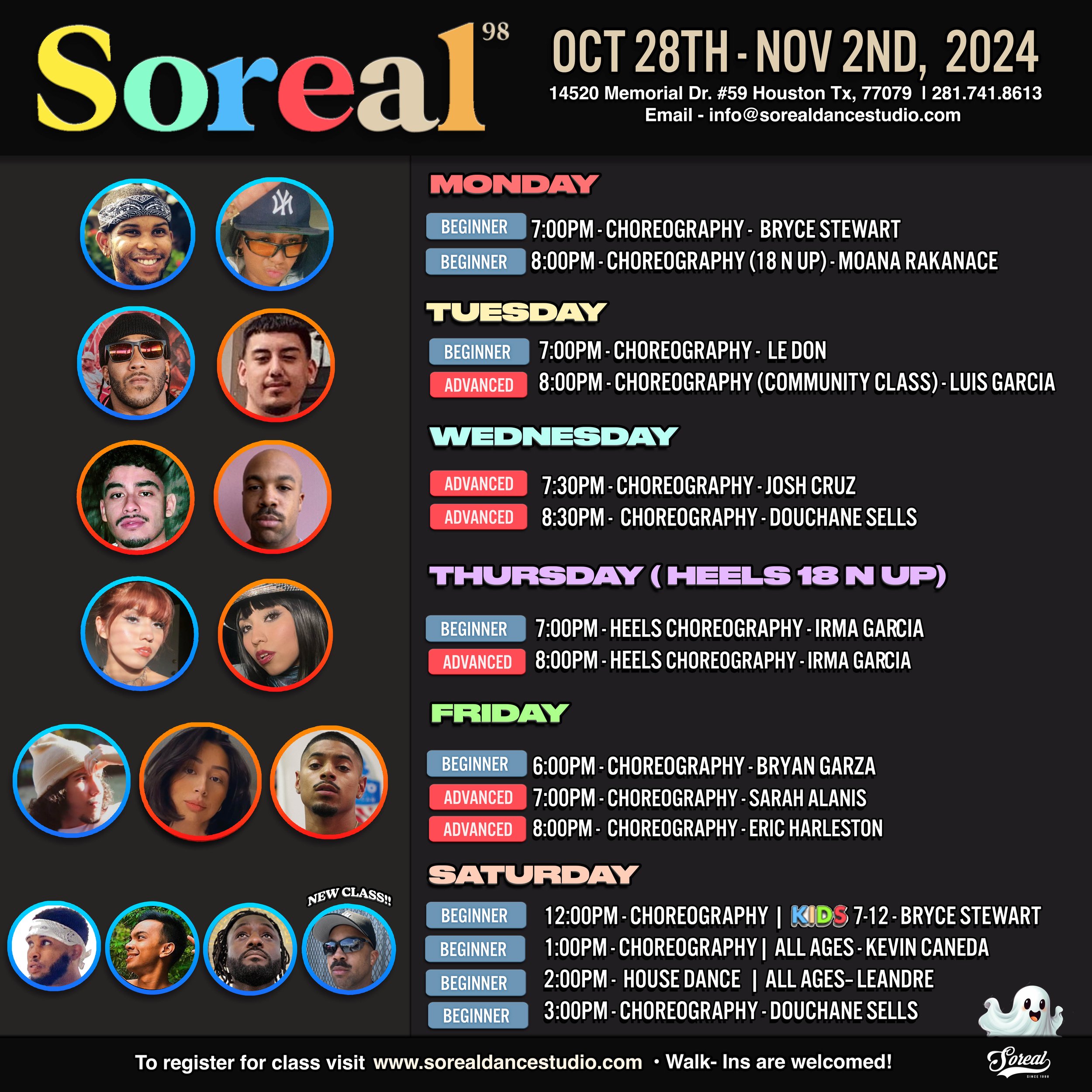 Soreal Weekly Classes (10.28.24 - 11.2.24) — SOREAL DANCE STUDIO