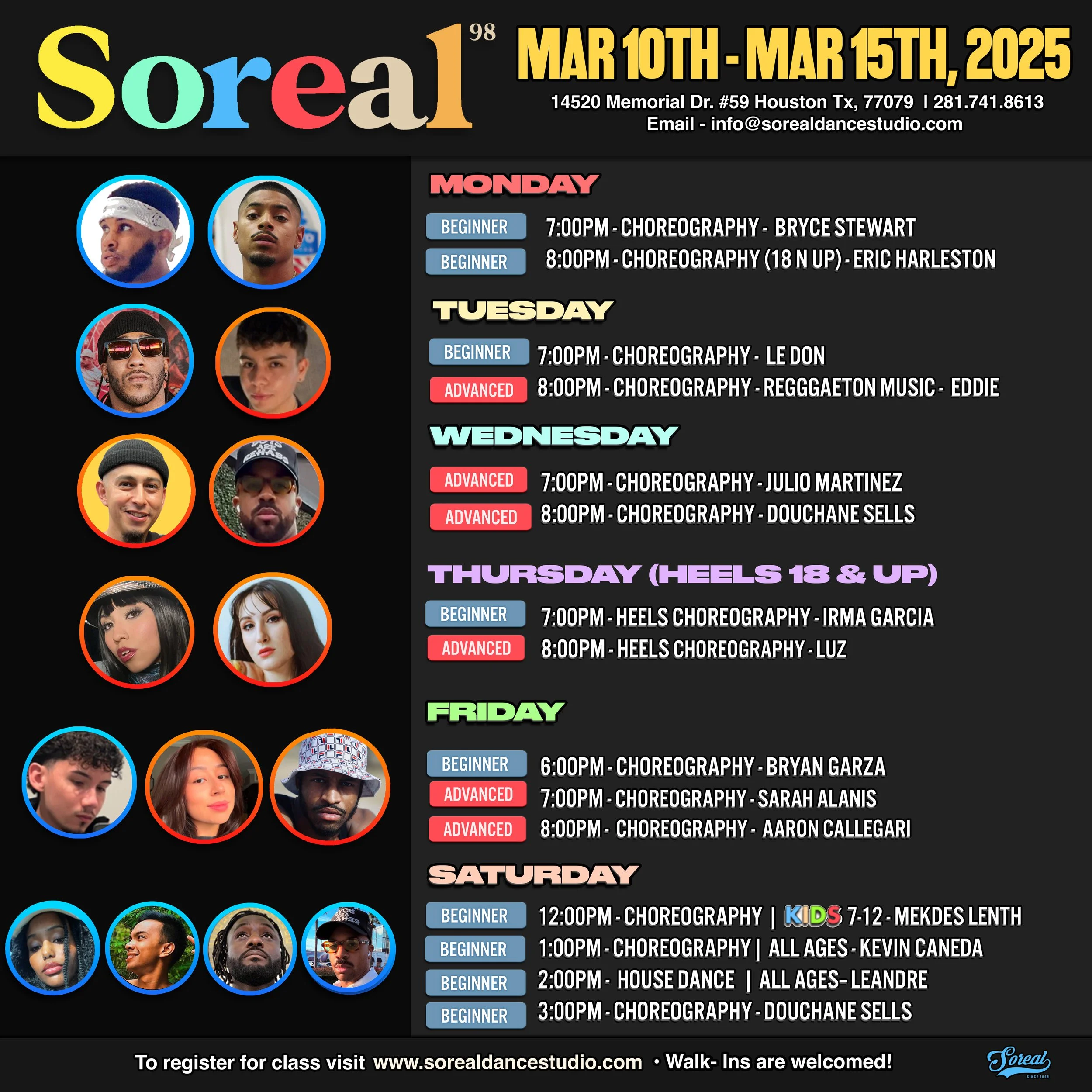 SCHEDULE — SOREAL DANCE STUDIO