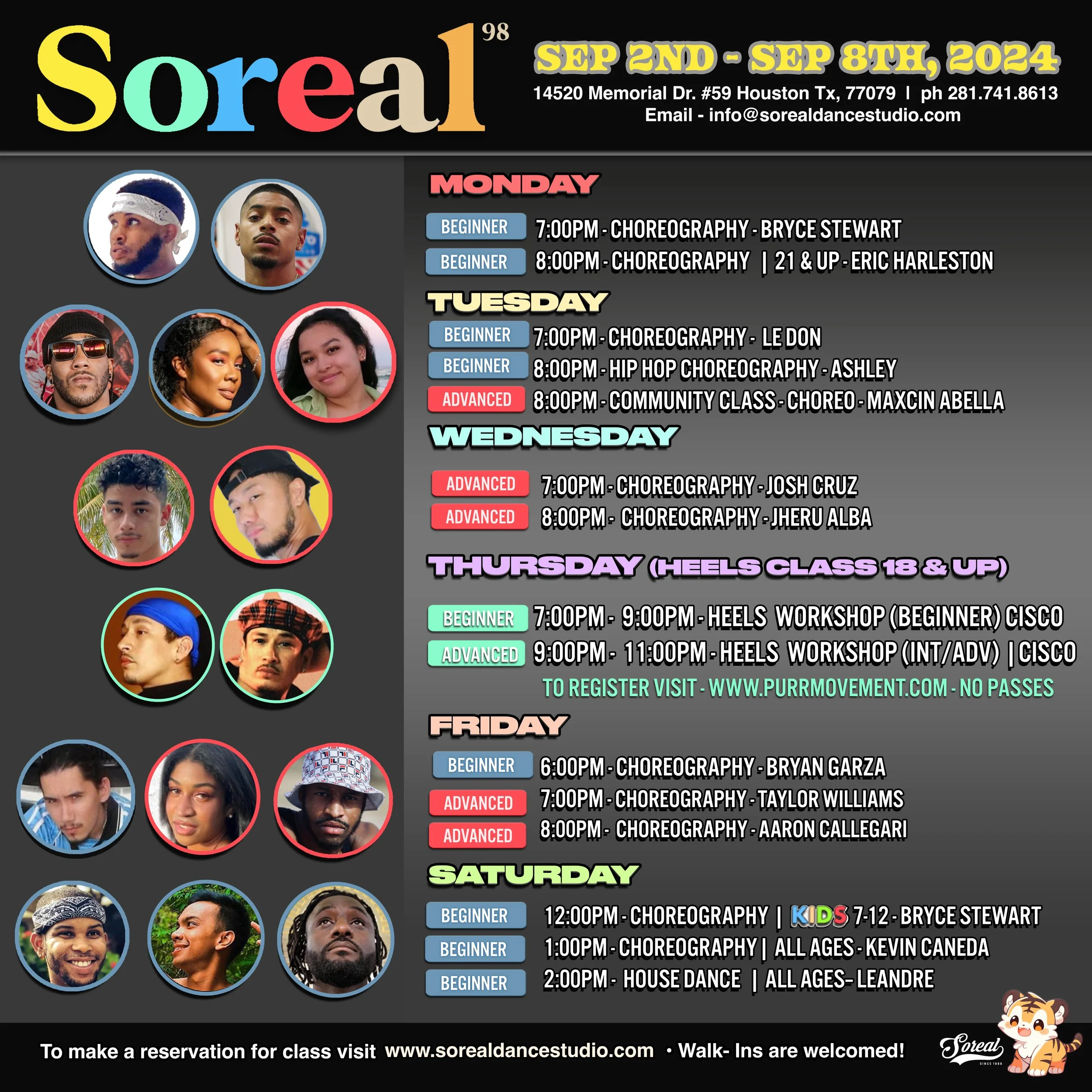 Soreal Weekly Classes (9.2.24 - 9.8.24) — SOREAL DANCE STUDIO