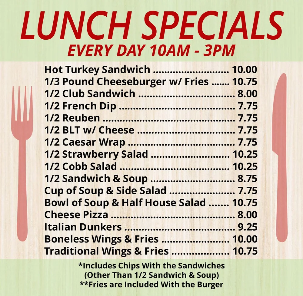 Lunch/Daily/Drink Specials — Jimmy's Food & Drink