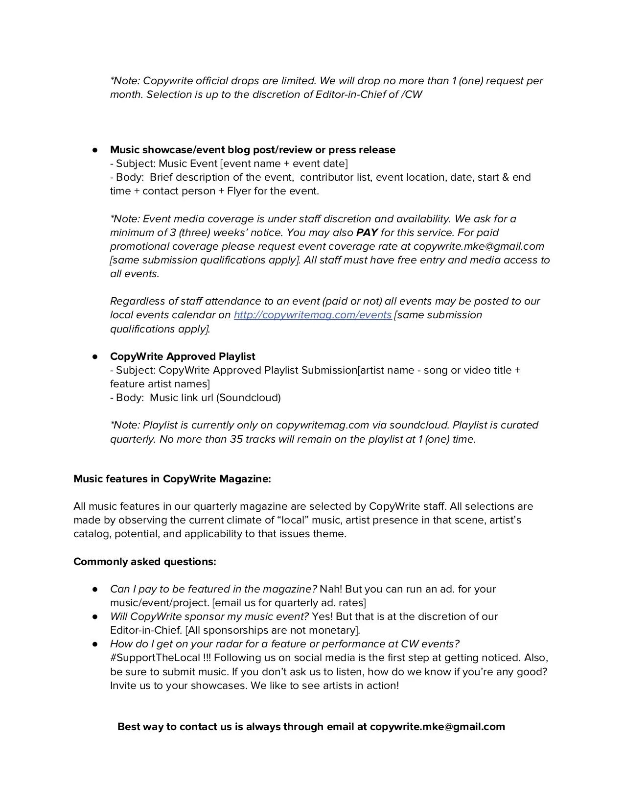 CW SUBMISSION REQUIREMENTS — CopyWrite Magazine