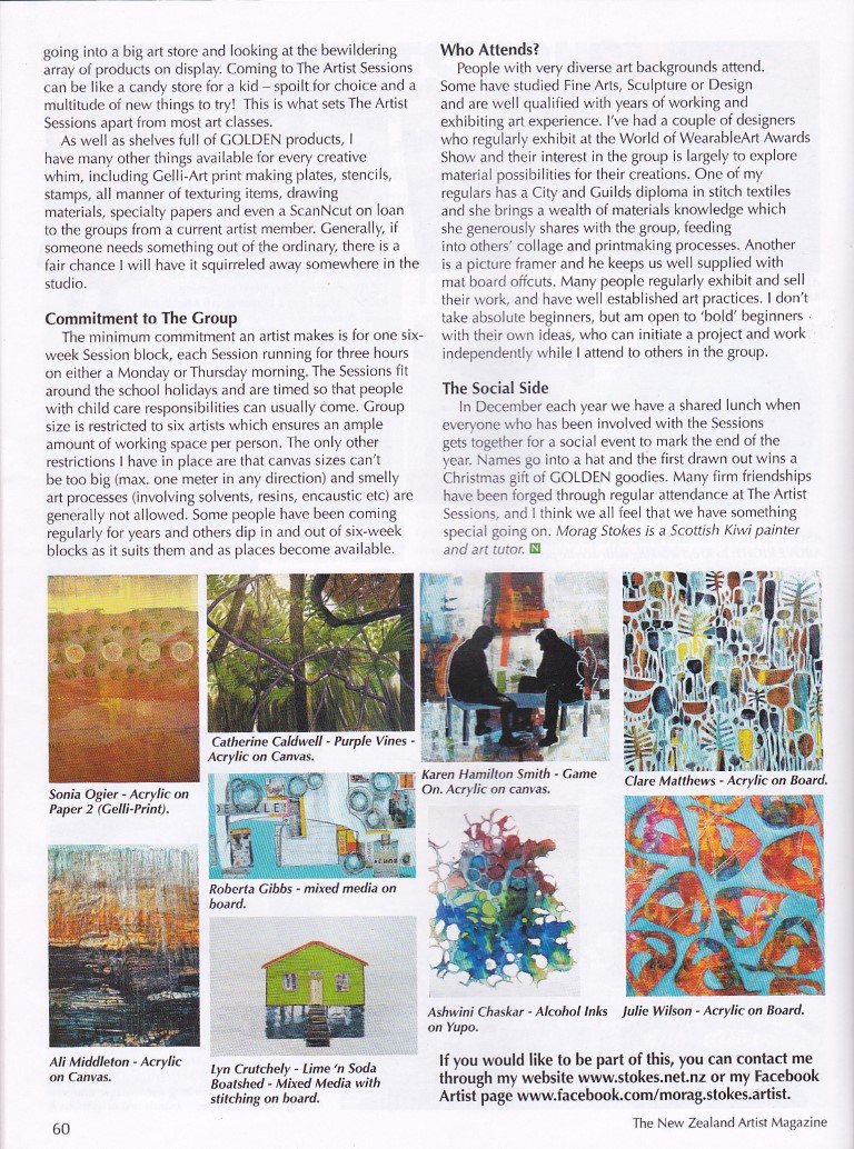 NZ Artist Magazine Article — Morag Stokes Art Studio