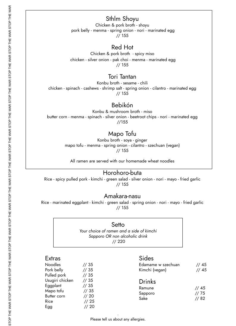 Weekday lunch menu klara — Ai Ramen