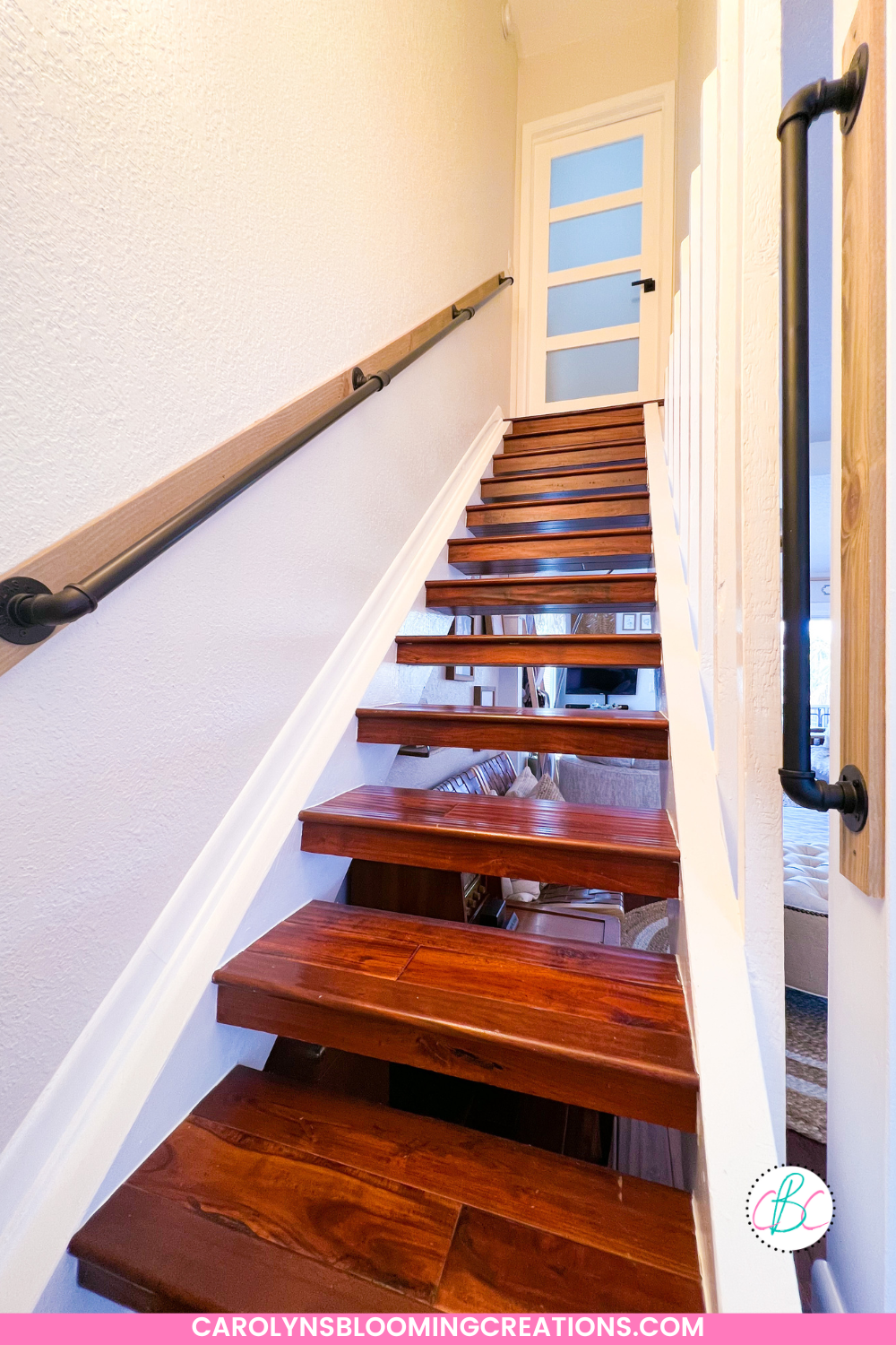 Quick and Easy Pipe and Wood Handrail — DIY Home Improvements Carolyn's ...