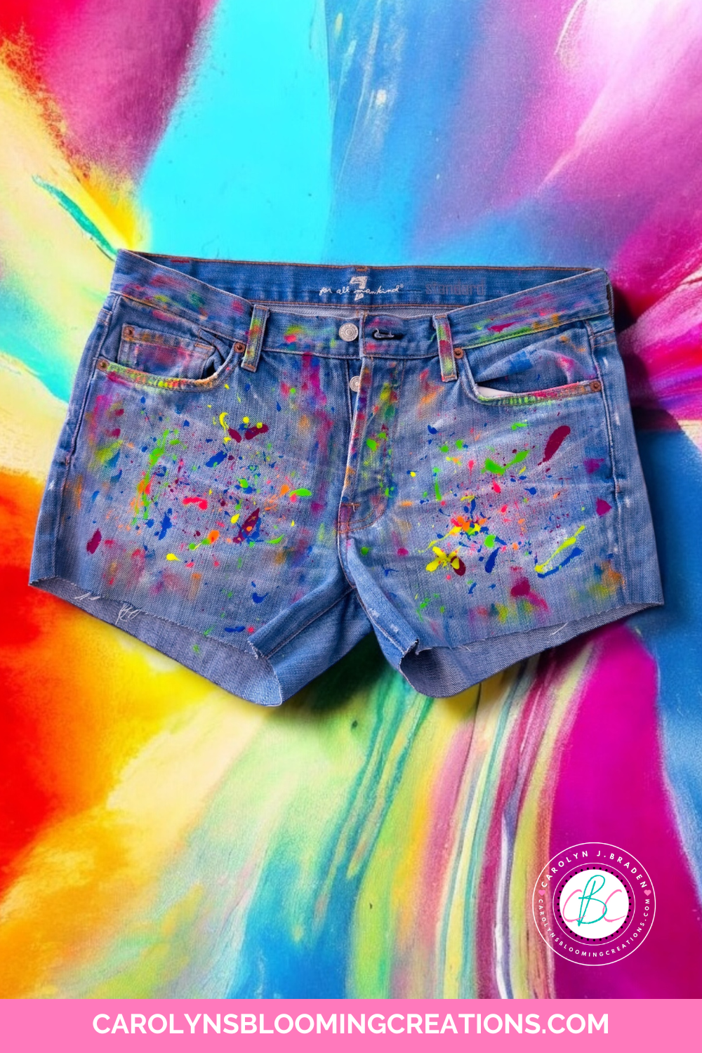 How to Create Pollock Paint Splattered Jean Cutoffs — DIY Home ...