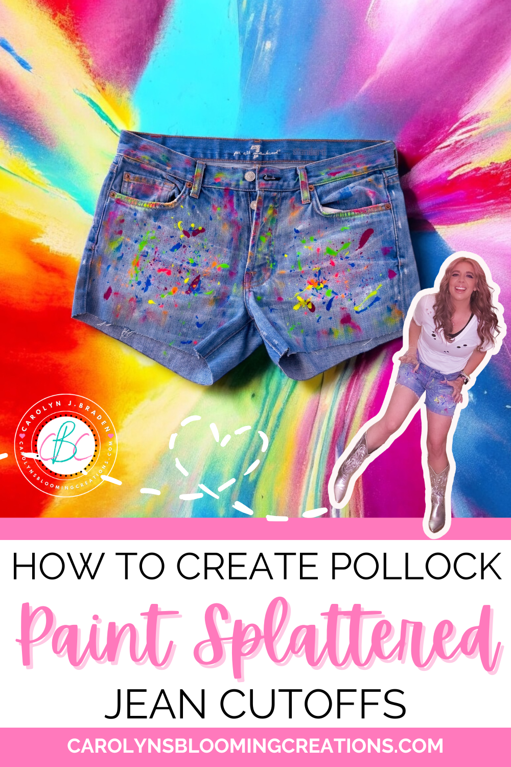 How to Create Pollock Paint Splattered Jean Cutoffs — DIY Home ...
