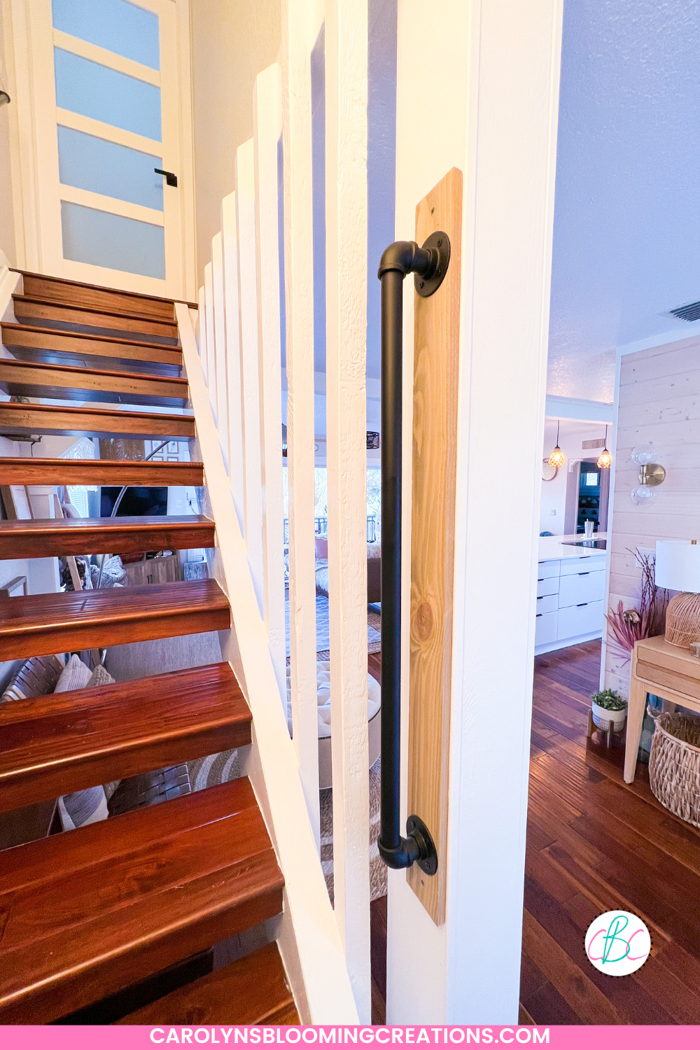 Quick and Easy Pipe and Wood Handrail — DIY Home Improvements Carolyn's ...