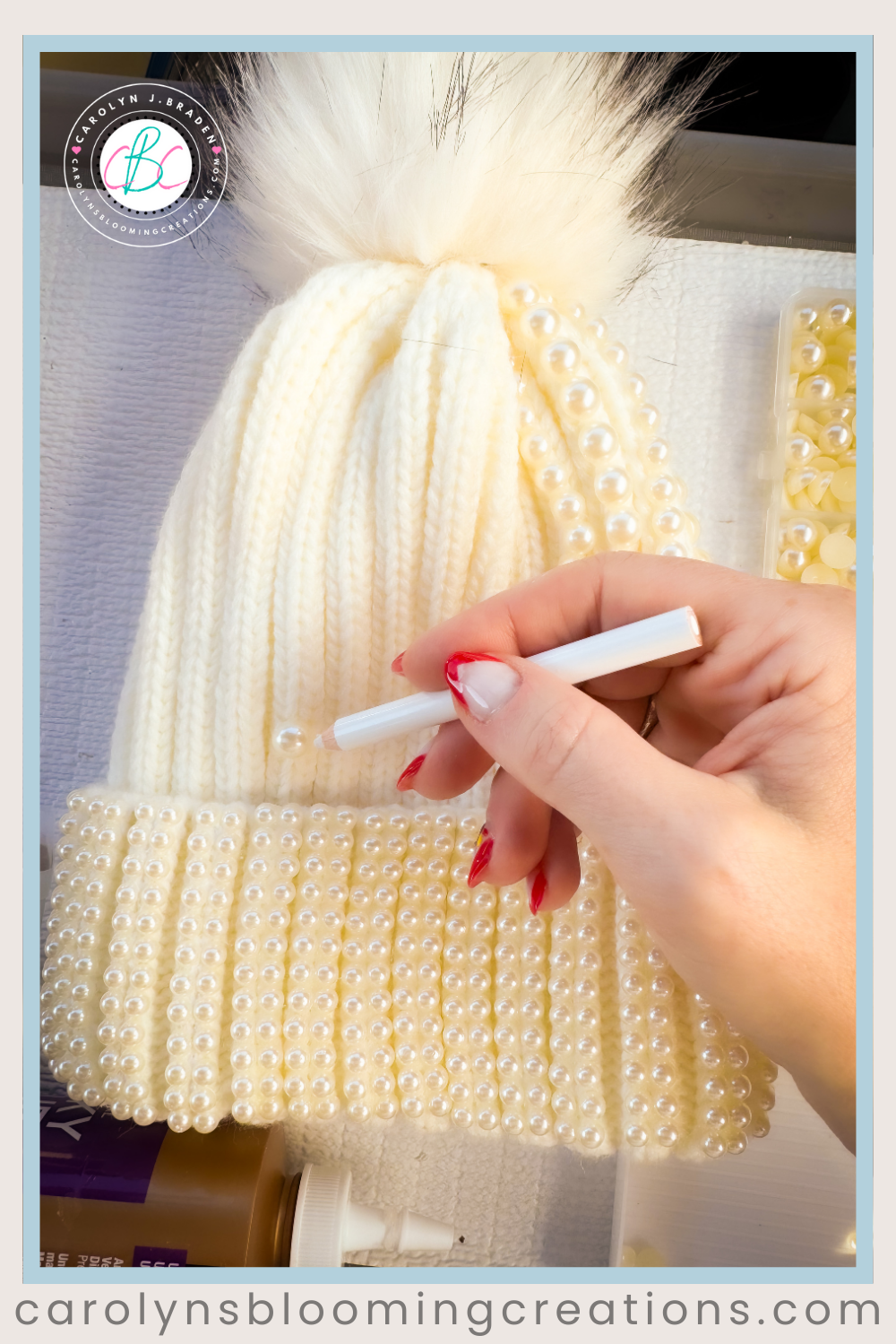 How to Create a Winter Bling Beanie Hat — DIY Home Improvements Carolyn ...