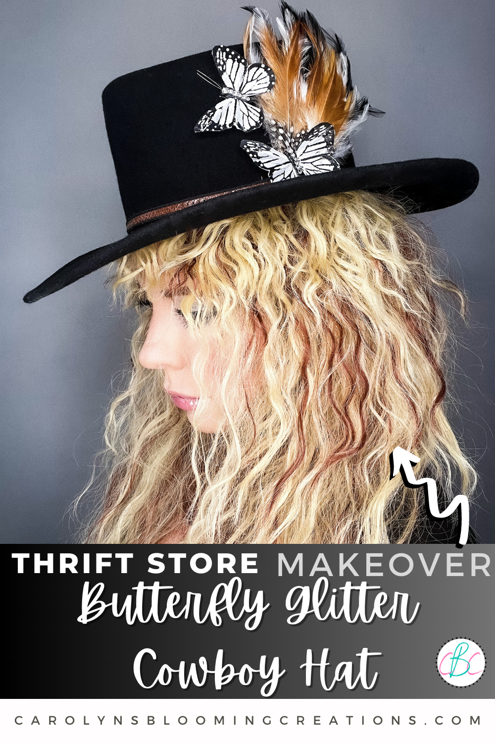 Butterfly Glitter Cowboy Hat Thrift Store Makeover — DIY Home ...