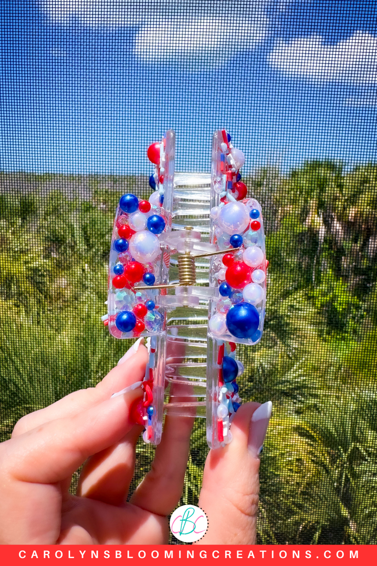DIY Bejeweled Claw Clip and Headband Patriotic Craft Tutorials — DIY ...