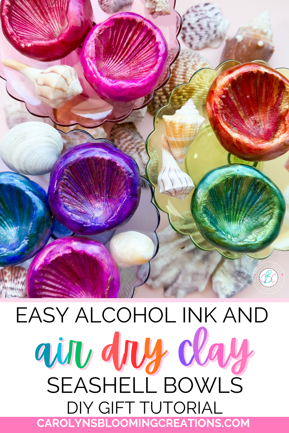 Easy Alcohol Ink and Air-Dry Clay Seashell Bowls DIY Gift Tutorial ...