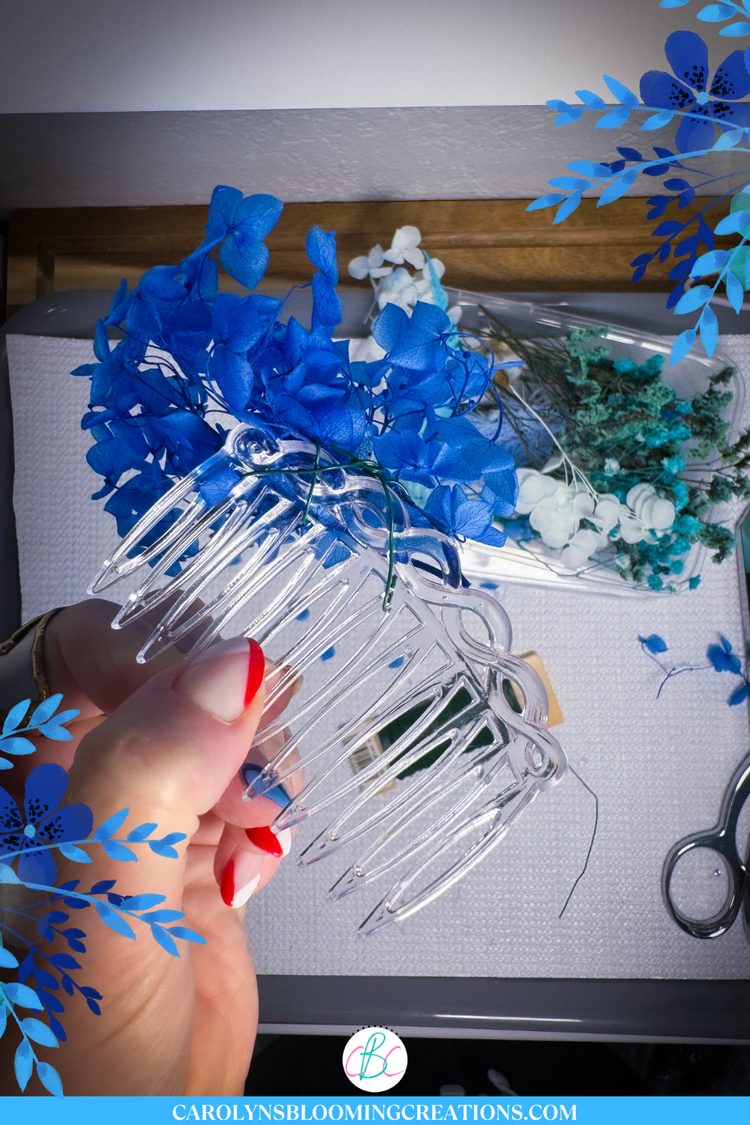 How to Make a Something Blue Dried Flowers Hair Comb — DIY Home ...