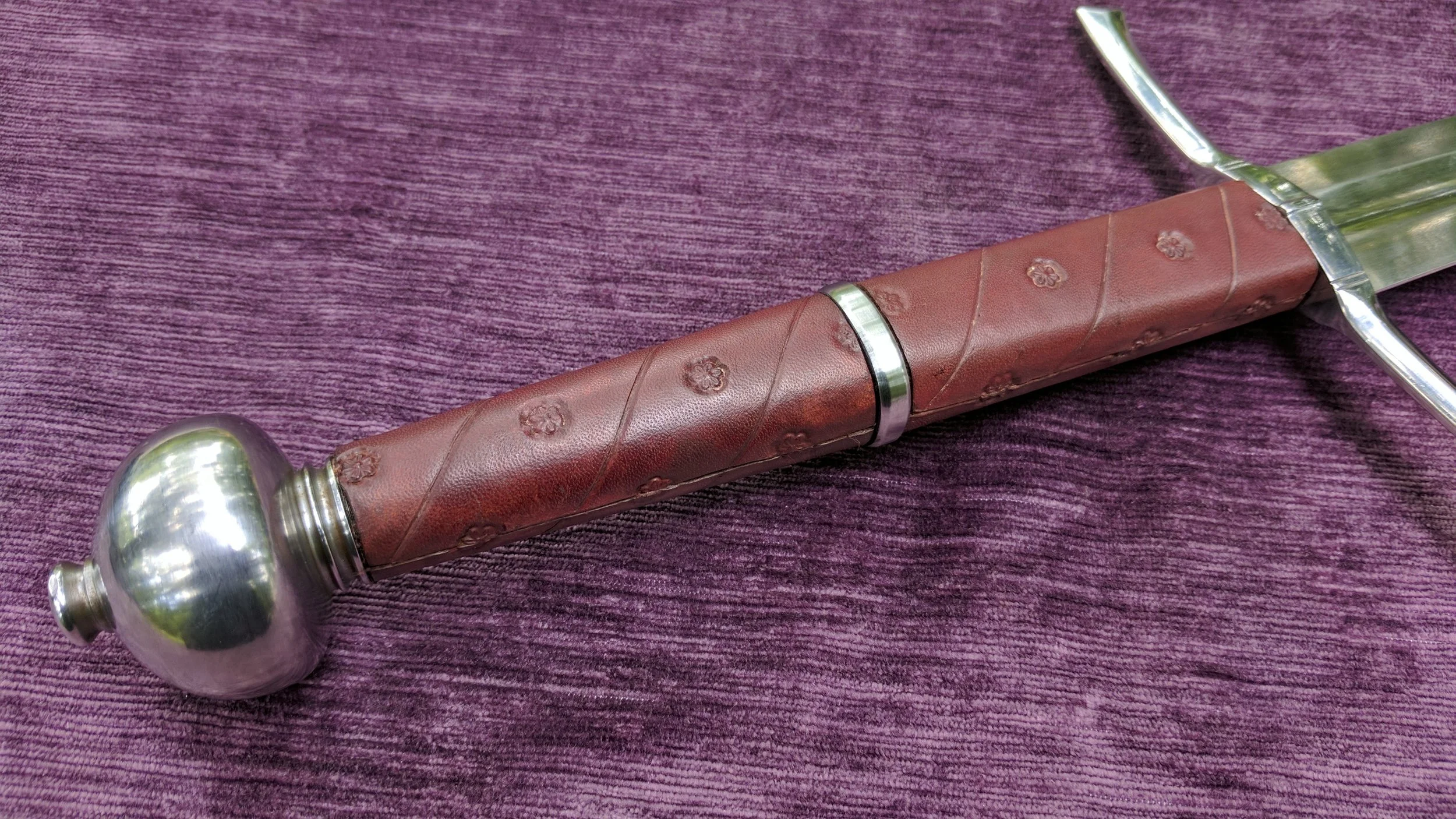 Bastard Sword - Tooled Brown Grip — Jesse Belsky Stageswords