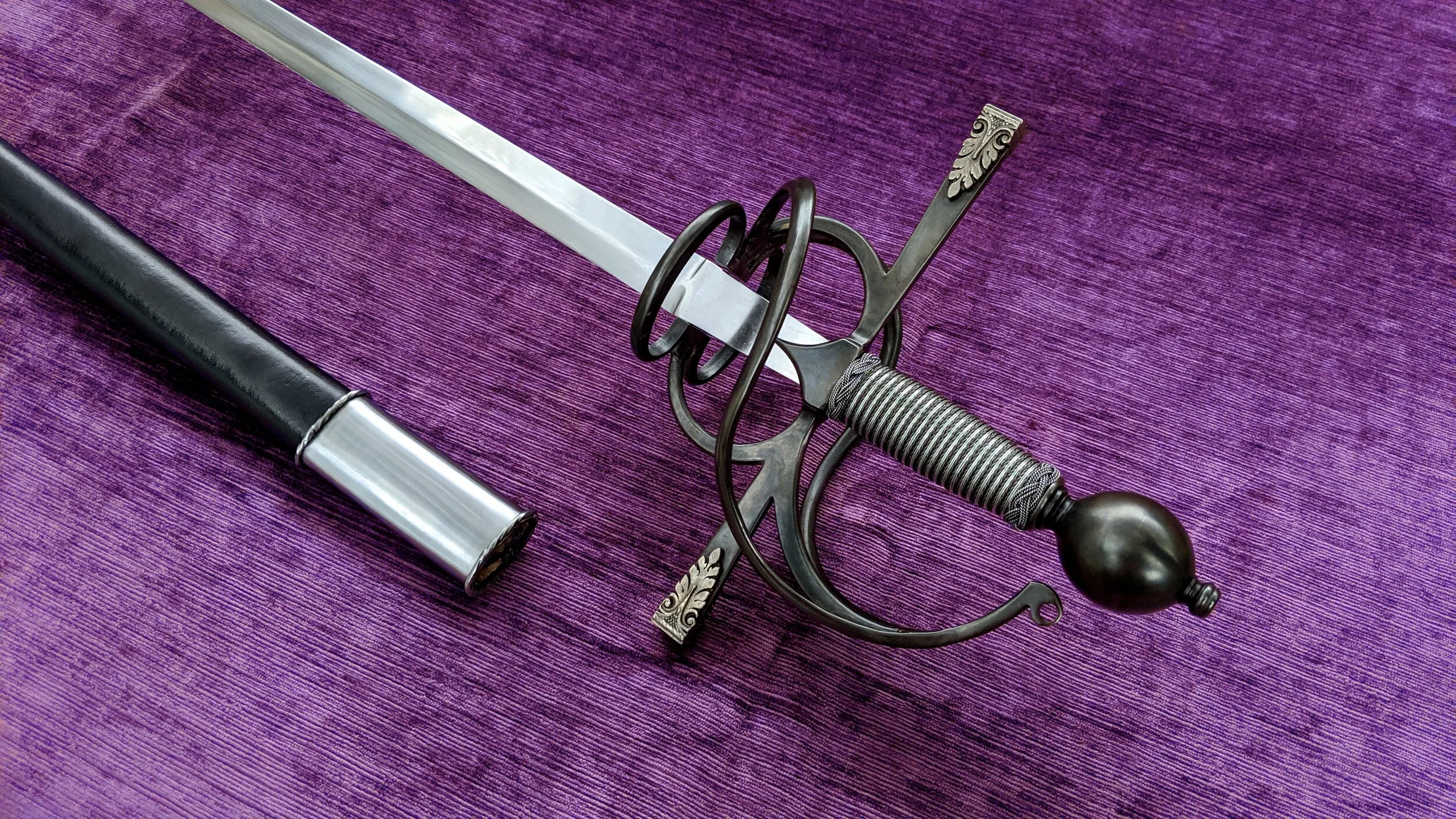 Quillion-Tip Swept Hilt Rapier [ALUMINUM] — Jesse Belsky Stageswords